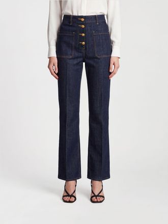 Valentino Garavani Jean droit &agrave; taille haute en denim de coton