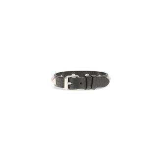Valentino Garavani Mens Black Calf Leather Bos Taurus Bracelet