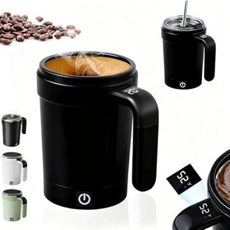 Generic Tasse &agrave; caf&eacute; avec m&eacute;langeur automatique rechargeable avec couvercle, tasse &agrave; m&eacute;langer avec affichage de la temp&eacute;rature, tasses &agrave; m&eacute;langer portable pou