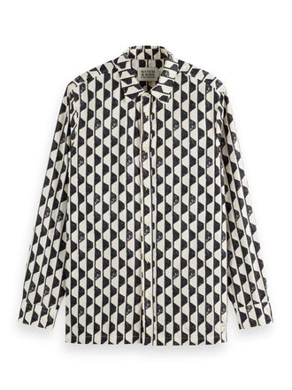 Scotch & Soda Herren Shirt Regular Fit Geo-Print Shirt, Imagine Stripe White,S