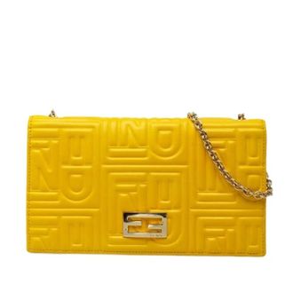 Fendi Sac bandouli&egrave;re Pre-owned en cuir emboss&eacute; - Femme - Pre-owned - Jaune - Taille: ONE Size