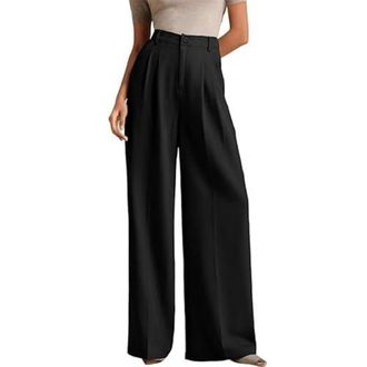 Generic Pantalon pour femme, pantalon taille haute drap&eacute; et soyeux pour femmes de plus de 50 ans, Noir, XS