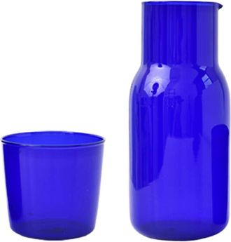 BESTONZON Nachttisch Glas Karaffe mit Tumbler Set Wasser Und Cup Night Set Nacht Wasserkaraffe für Saft Wein Trinken 500Ml