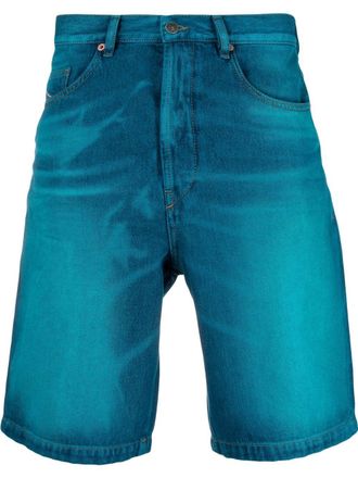 Diesel short en jean &agrave; effet d&eacute;lav&eacute; - Bleu