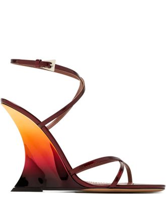 PARIS TEXAS Nina Wedge-Sandalen mit Wickelriemen 105mm - Rot