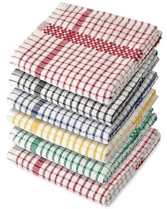 Emma Barclay Lot de 6 torchons de Cuisine en Tissu &eacute;ponge 100% Coton - Multicolores - Motif &agrave; Carreaux