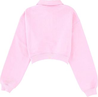 Msgm Collared Crop Cotton Sweatshirt - Pink