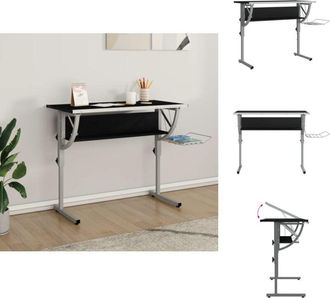 vidaXL Basteltisch Schwarz & Grau 110x53x(58-87)cm Holzwerkstoff Stahl - Bürostuhl - Schreibtisch - Homeoffice - Arbeitsplatzgestaltung - Holzwerkstoffmöbel