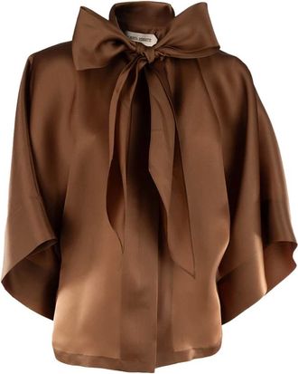 Alberta Ferretti Femme, Blouses et Chemises, Brun, Taille: 44 FR Bow Blouse