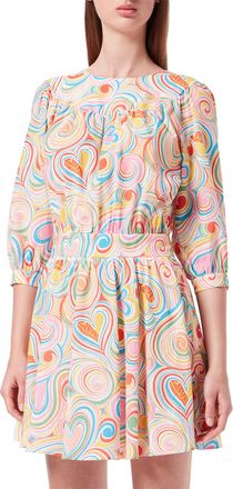Love Moschino Womens ow Waist Dress with Elbow Length Sleeves Kleid, All.Multicolor, 48