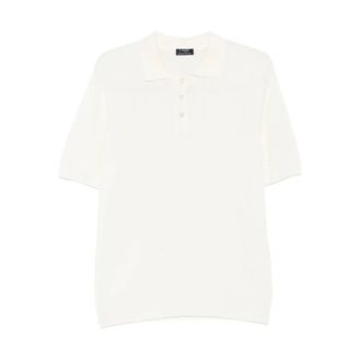 Barba Homme, Tops, Blanc, Taille: XL Polo en maille c&ocirc;tel&eacute;e
