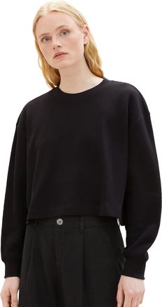 Tom Tailor Damen 1038310 Cropped Basic Sweatshirt, 14482-deep Black, XXL