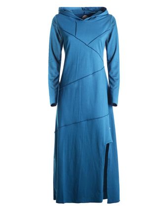 vishes kn&ouml;chellanges Kleid Baumwolle Patchwork Kapuze - Alternative Bekleidung t&uuml;rkis 46