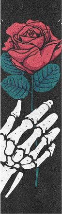 LDIYEU Rote Rose Totenkopf Hand Design Skateboard Griptape rutschfest Selbstklebend Longboard Griptapes Aufkleber Griffband 33X 9(1pcs)