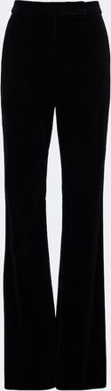 Max Mara Gerade Hose Elegante aus Baumwollsamt mit Satin