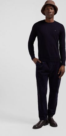 Eden Park Pantalon &Agrave; Taille &Eacute;lastiqu&eacute;e En Coton Stretch Bleu Marine Coupe Modern