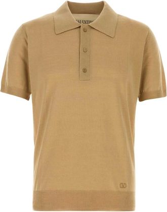 Valentino Garavani Homme, Tops, Beige, Taille: L Polo en laine avec broderie VLogo