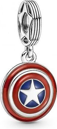 Pandora Pandora Charm pendant Marvel Bouclier de Captain America en argent sterling avec émail bleu et rouge