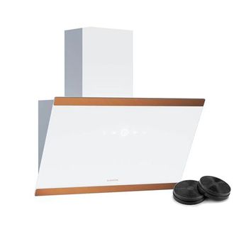 Klarstein Klarstein FlashLine 60 Hotte Aspirante - 60 cm, Écran tactile, 524 m³/h, CEE A++, LED, Silencieuse 34,5 dB, Blanc & Cuivre, Évacuation & Recirculation