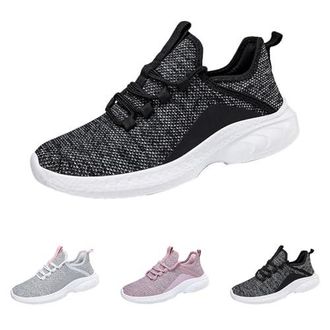 Generic Baskets athl&eacute;tiques pour femme - Chaussures de marche &agrave; lacets l&eacute;g&egrave;res et respirantes - Antid&eacute;rapantes - Pour jogging, fitness, tennis, Noir, 39.5 EU