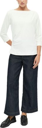 s.Oliver Black Label 3/4-Arm-Shirt Sommershirt mit seitlicher Saffung
