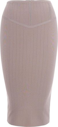Patrizia Pepe Femme, Jupes, Gris, Taille: 38 FR Pointelle Knit Pencil Skirt