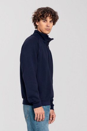 Fruit Of The Loom Sweatshirt Iconic Premium Zip Neck Sweat melierte Optik, aus Baumwolle und Polyester, in normaler L&auml;nge