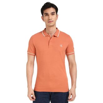 Calvin Klein Herren Poloshirt Kurzarm Tipping Slim mit Stretch, Orange (Aragon), M
