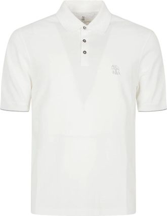 Brunello Cucinelli Homme, Tops, Beige, Taille: S Polo en Piqu&eacute; avec Logo
