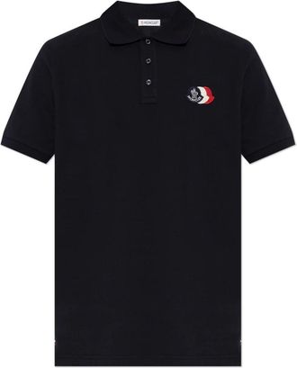 Moncler Homme, Tops, Bleu, Taille: M Polo avec &Eacute;cusson Logo