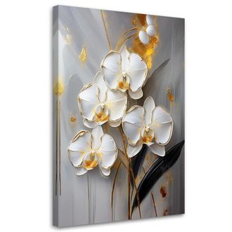 Feeby Wandbilder - Bilder Schlafzimmer - Wei&szlig;e Orchideenblumen Glamour - 20x30 1tlg - Wohnzimmer Bild Gro&szlig; - Wohnungs - Foto Geschenk - Leinwand Wall Art - 