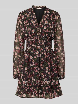Apricot Minikleid im Allover-Look mit elastischem Taillenband