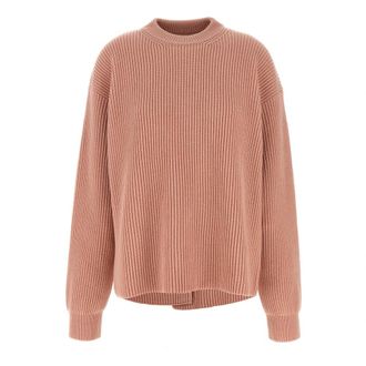 Jil Sander Mittelschwerer Wollpullover mit Rundhalsausschnitt - - Knitwear - Damen - Rosa - M