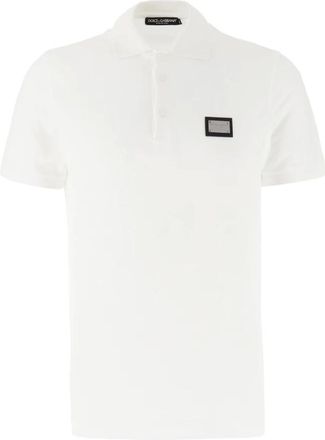 Dolce & Gabbana Homme, Tops, Blanc, Taille: XL Polo en Piqu&eacute;