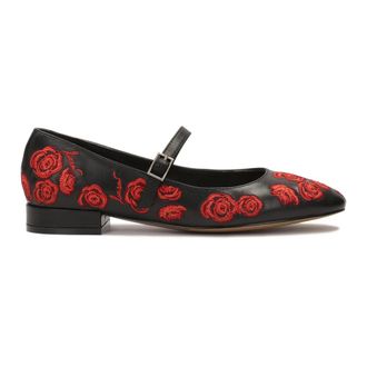 Kazar Schwarze flache Pumps mit Blumen - - Shoes - Damen - Schwarzk - 37 EU