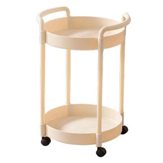 Generic Runder Beistelltisch, Kaffeetische, 2 Ebenen, for Wohnzimmertisch, Schlafzimmer, Garten, Sofatisch, Nachttisch, Abnehmbare Schale, Einfacher Aufbau(Wh