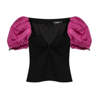 Dsquared2 Woll-Oberteil mit Puff&auml;rmeln - - Blouses & Shirts - Damen - Schwarzk - M