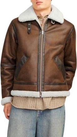Jack & Jones Veste Jorcole Aviator Jacket, Chocolat, S Homme