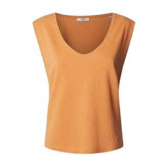 Pepe Jeans London Washed Orange V-Ausschnitt T-Shirt - - Tops - Damen - Orange - XS