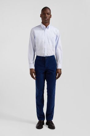 Eden Park Chemise En Coton Jacquard Bleu Ciel &Agrave; Rayures B&acirc;tons Coupe Regular