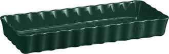 Emile Henry Kuchenform, rechteckig, lang, Keramik, 15 x 36 cm, Zederngrün