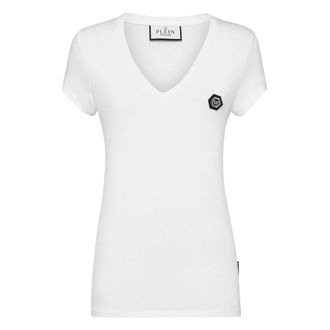 Philipp Plein T-shirt V-Neck Pure Fit Hexagon - - Tops - Damen - Wei&szlig; - XS