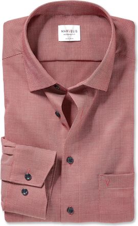 Marvelis Herren Oberhemd Langarm Dern-Fit,Einfarbig,13 New Kent,dunkelrot 39,44