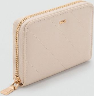 Mango Mittelgroße gesteppte Brieftasche cremeweiß - Damen - Einheitsgröße - MANGO