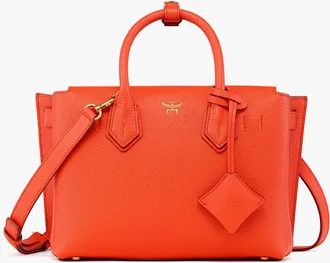 MCM Milla Tragetasche aus genarbtem Leder ORANGEADE LEATHER