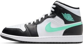Nike Jordan Air 1 Mid Chaussures Unisexes pour Adulte, Blanc, Vert, Noir Brillant 103, 45