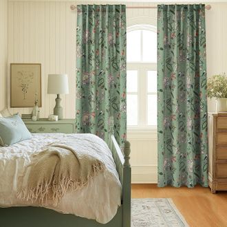 Generic Bl&uuml;hende Blumen Gardinen Blackout Vorh&auml;nge Wohnzimmer H 210 x B 132 cm Thermovorhang K&auml;lteschutz, Verdunklungsvorh&auml;nge Raumteiler mit &Ouml;sen Vintage-Gr&uuml;