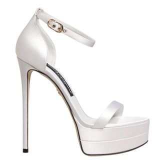 Dolce & Gabbana Keira Plateau Sandalen mit Kn&ouml;chelriemen - - Shoes - Damen - Wei&szlig; - 39 EU