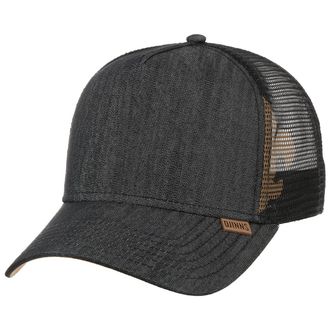Djinns Herren Trucker Cap Linen 2014 High Fitted schwarz Verstellbar