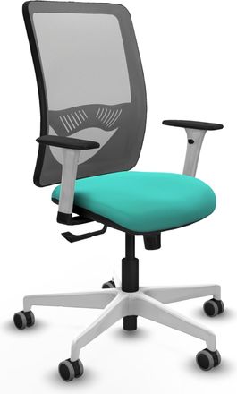 Piqueras y Crespo T&uuml;rkisfarbener Schreibtischstuhl Zulema mit wei&szlig;en und schwarzen Armlehnen, h&ouml;henverstellbare Lendenwirbelst&uuml;tze, ausgestattet mit 3 Positionen und Sc